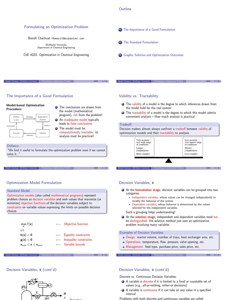 Outline: The Importance of A Good Formulation | PDF | Mathematical Optimization | Variable ...