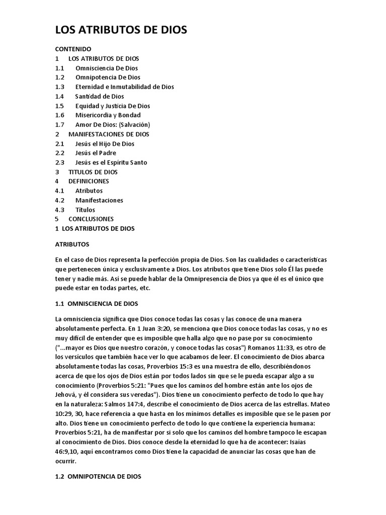 Los Atributos de Dios | PDF | Dios | Pecado