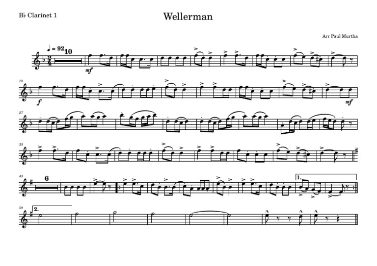 Wellerman Clarinet Arrangement | PDF
