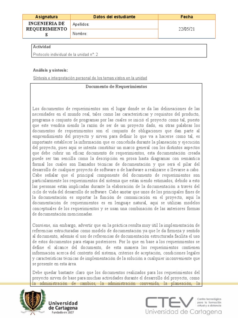 Protocolo Individual 2 Ingenieria de Requerimientos | PDF | Caso de uso | Lenguaje de modelado ...
