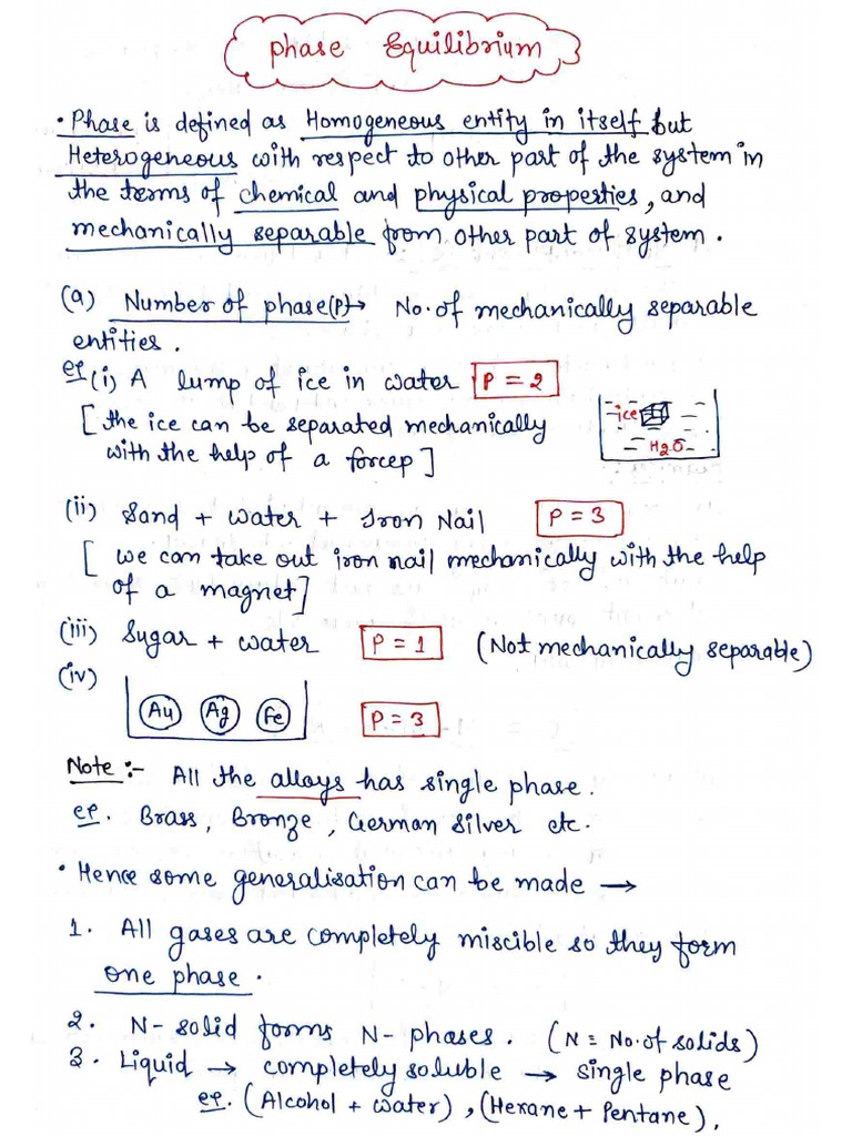 Phase Equilibrium Best Notes | PDF
