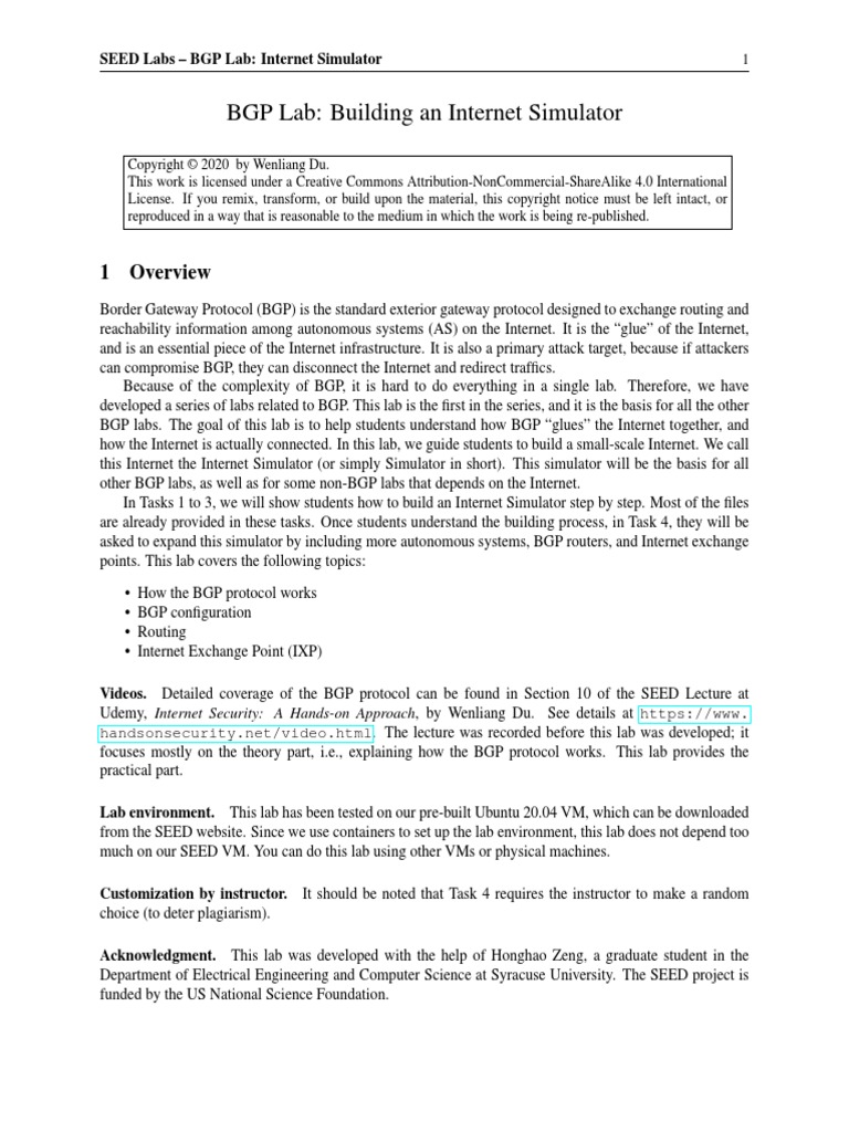 BGP Lab: Building An Internet Simulator | PDF | Routing | Router (Computing)