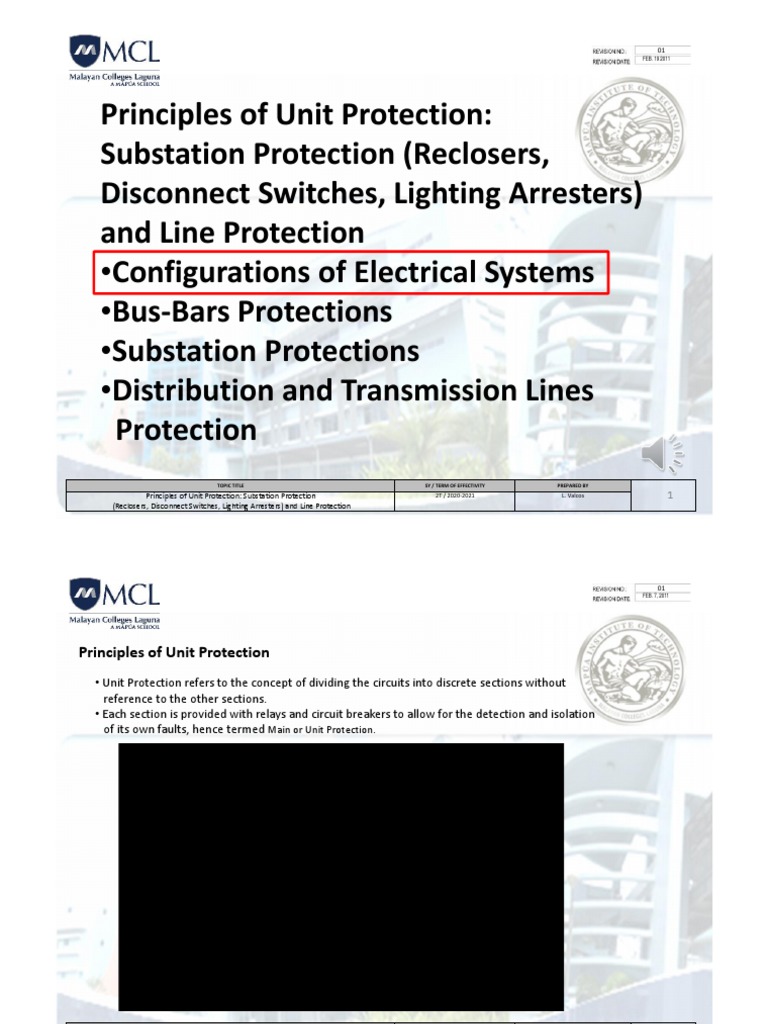 Unit Protection Principles in Substations | PDF | Electrical Substation ...