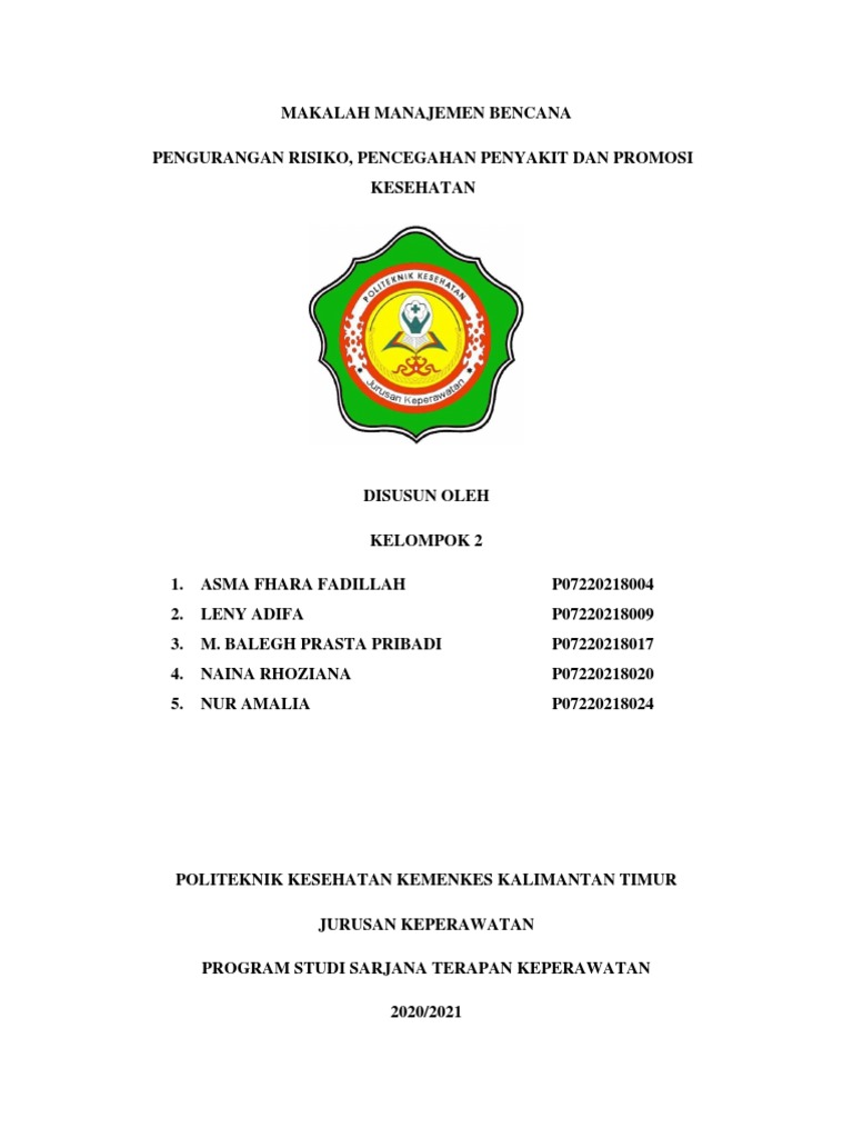 Kel.2 Pengurangan Risiko, Pencegahan Infeksi, Promkes Bencana | PDF