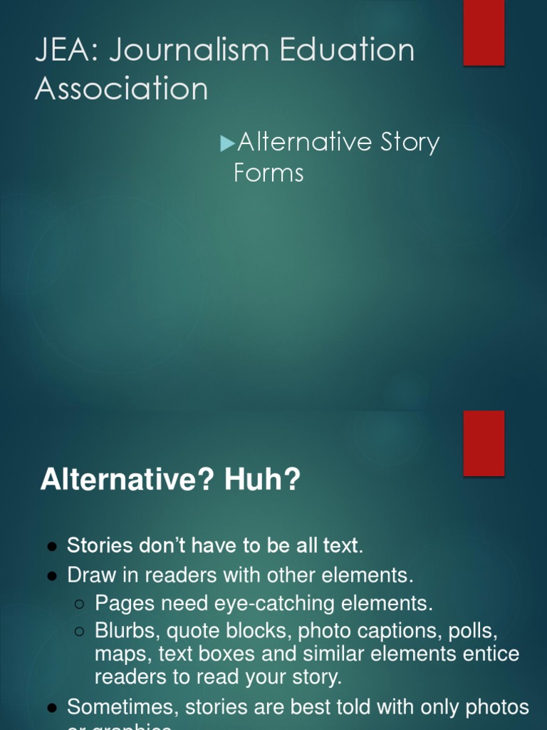 JEA: Journalism Eduation Association: Alternative Story Forms | PDF ...