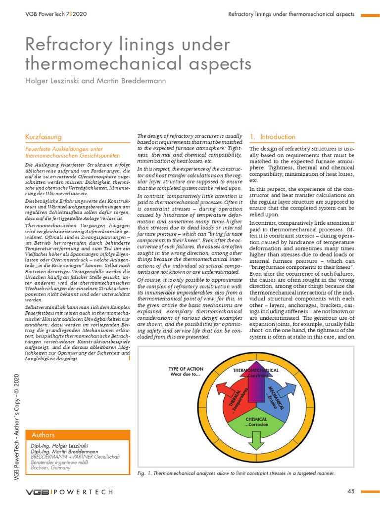 Refractory Linings Under Termomechanical Aspects | PDF | Deformation ...
