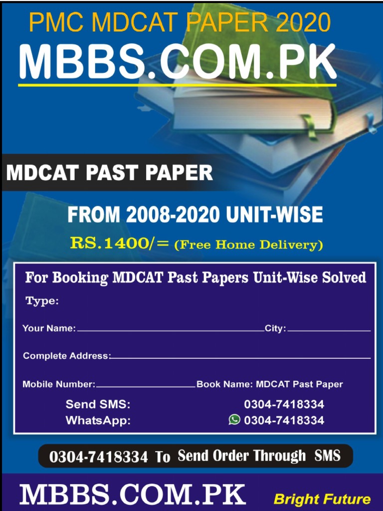 TO Order MDCAT Past Paper 2008-2020 UNIT-Wise Solved Whats App 0304 ...