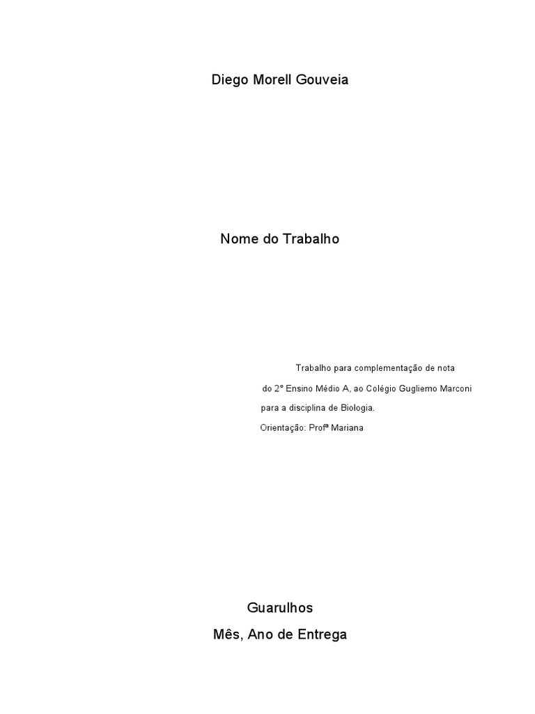 Folha de Rosto ABNT para Biologia | PDF