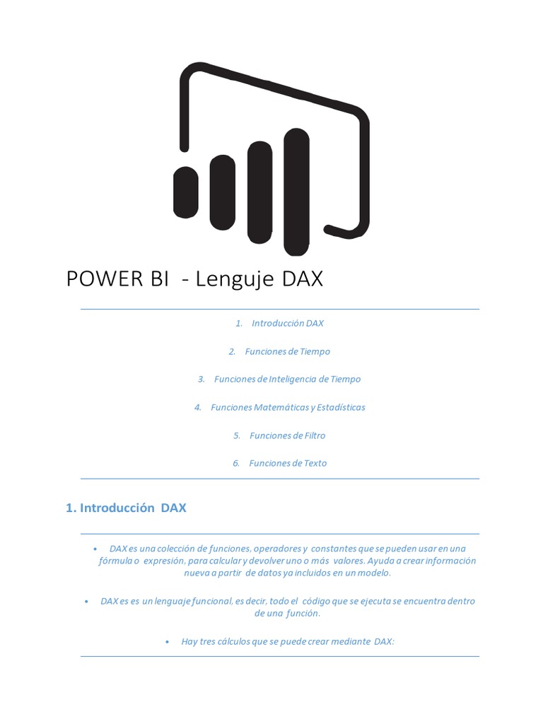 Introducción al Lenguaje DAX en Power BI | PDF | Función (Matemáticas ...