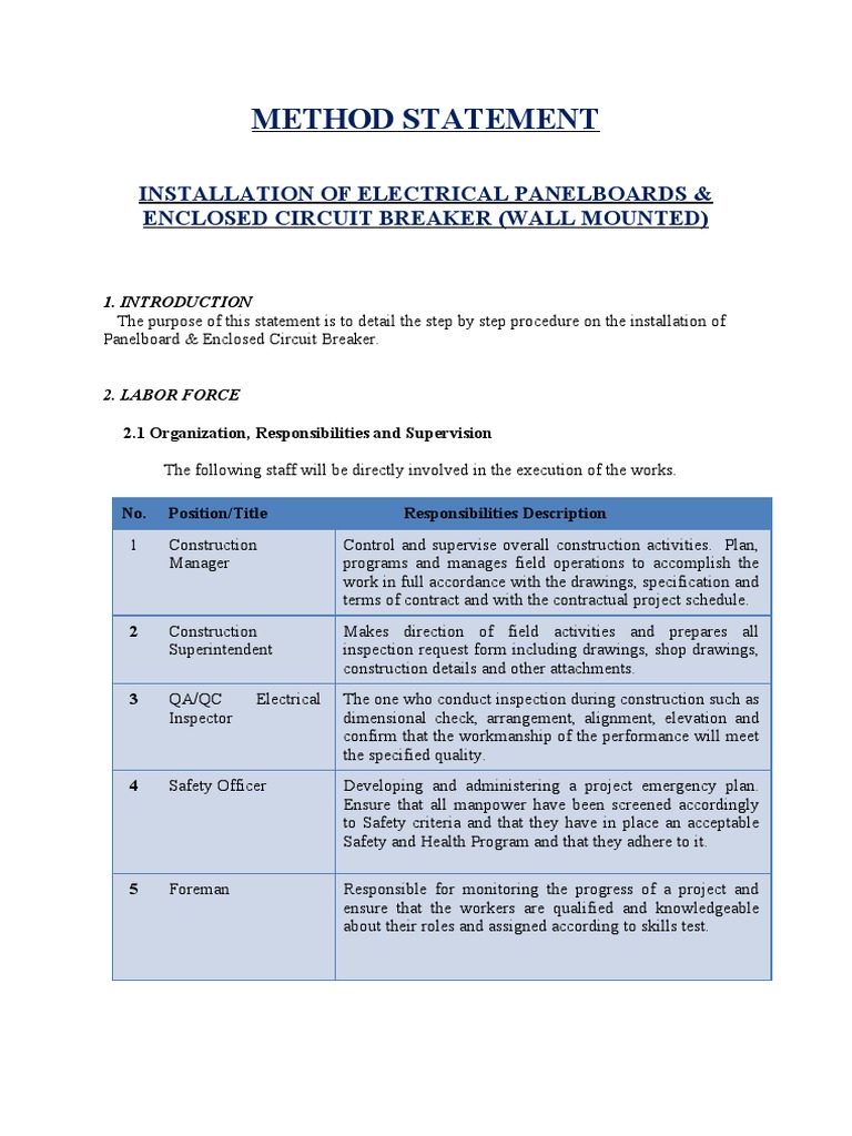 METHODOLOGY EE-Panelboard and ECB Installation | PDF | Manufactured ...