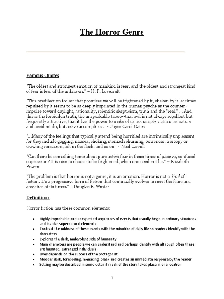 The Horror Genre: Famous Quotes | PDF | Horror Fiction | Horror Films