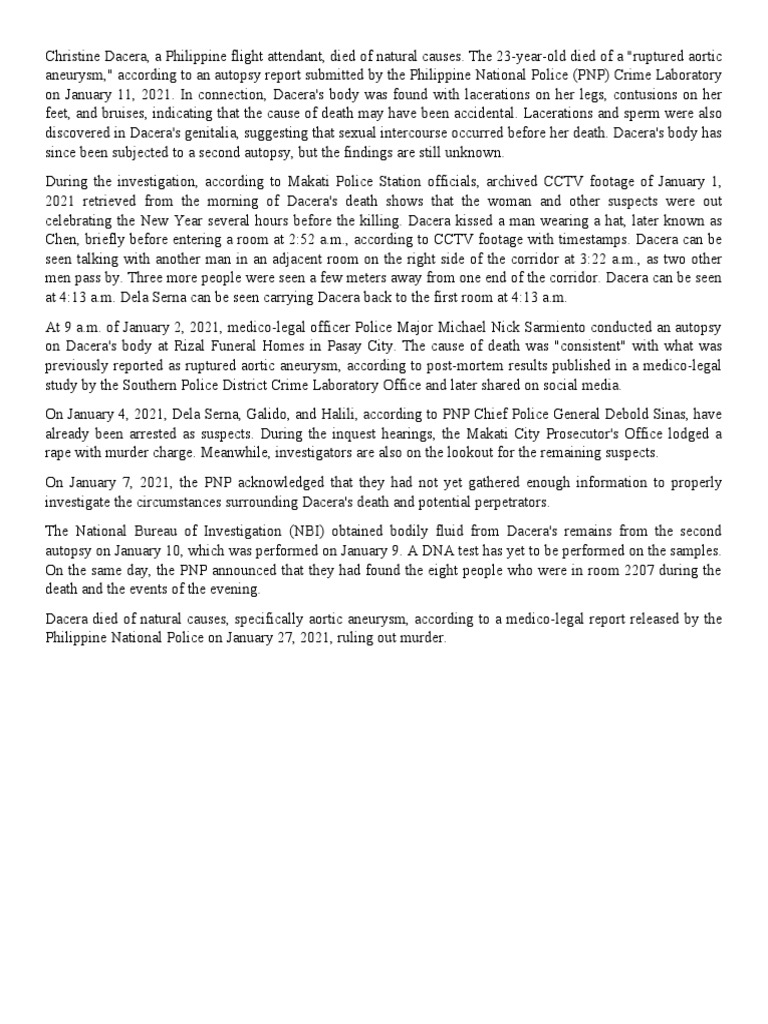 Christine Dacera Case - Dan Finals | PDF | Crime & Violence | Crime ...