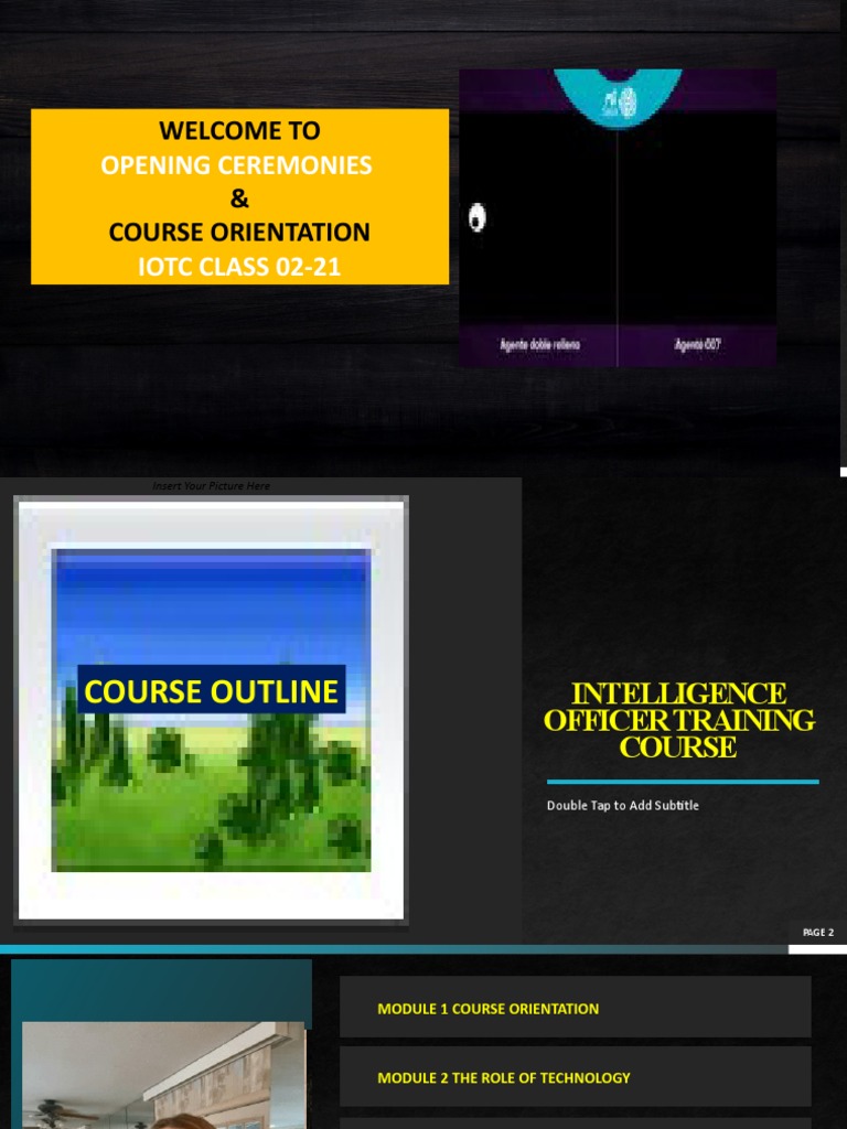 Intelligence Officer Training Course Orientation | PDF