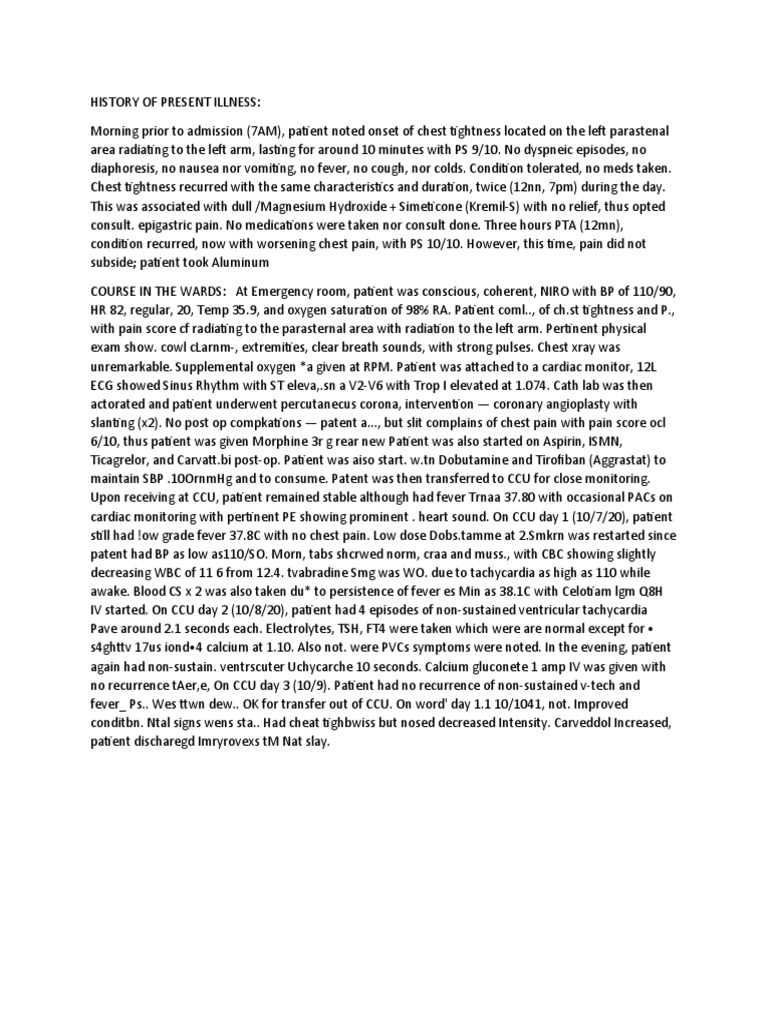 History of Present Illness | PDF | Rtt | Clinical Medicine