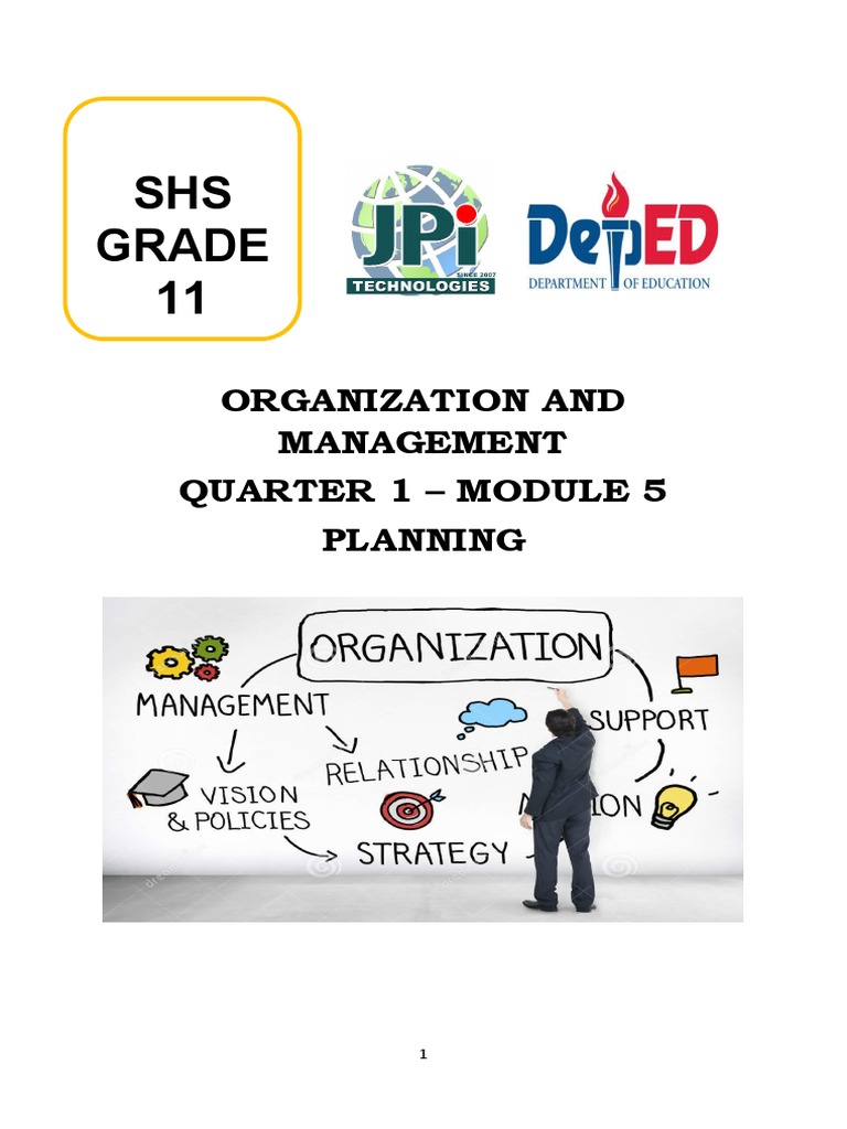 SHS Grade 11: Organization and Management Quarter 1 - Module 5 Planning ...