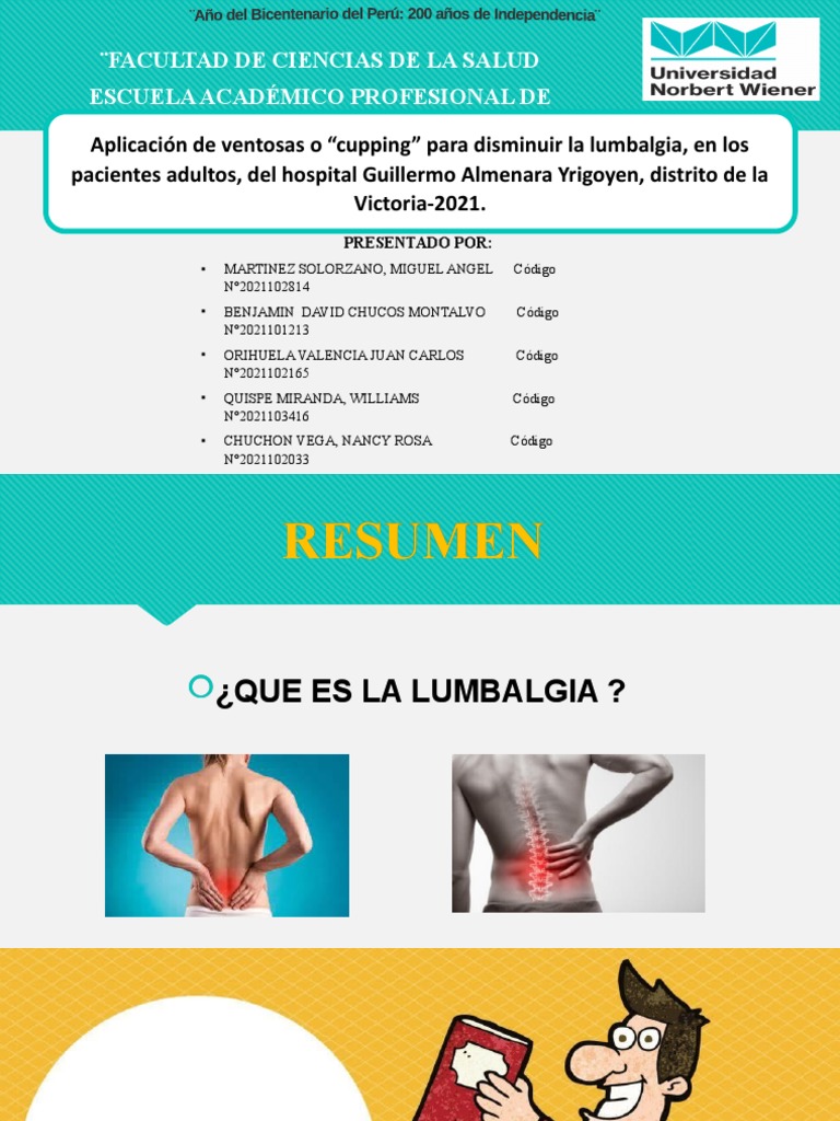 Monografia Lumbalgia PPT - Exposicion (1) . | PDF | Dolor lumbar | Medicina