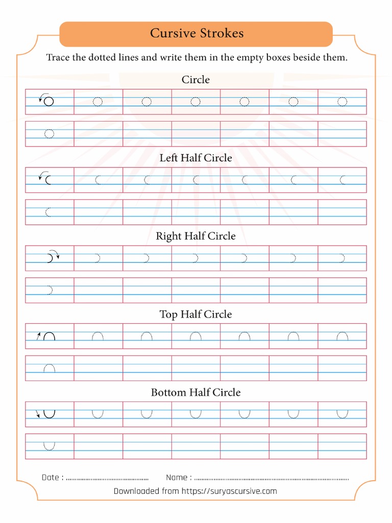 Cursive Strokes Worksheet | PDF