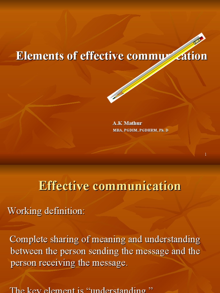 Elements of Effective Communication | PDF | Nonverbal Communication ...