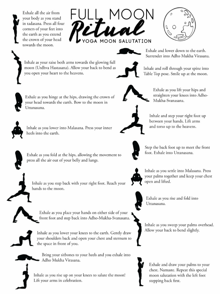 Full Moon Yoga Salutation Printable Black&White | PDF