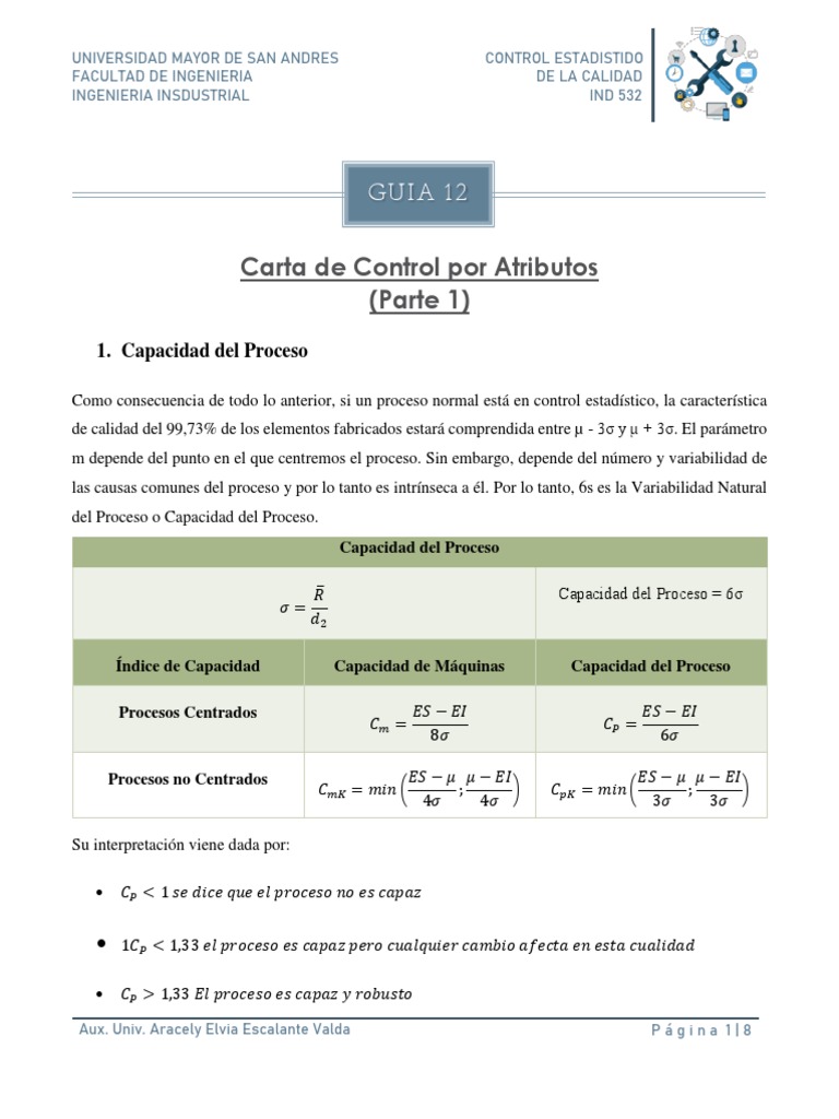 Guia 12 - Cartas de Control Por Atributos (Parte 1) | PDF | Estadísticas | Calidad
