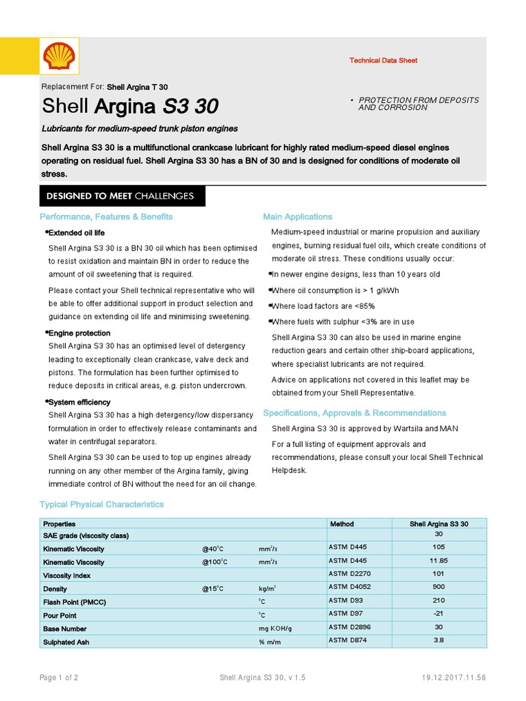 Shell Argina S3 30: Performance, Features & Benefits Main Applications ...