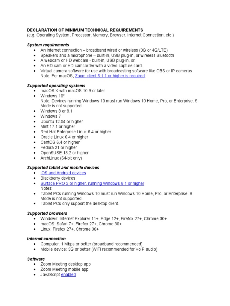 G. Declaration of Minimum Technical Requirement | PDF