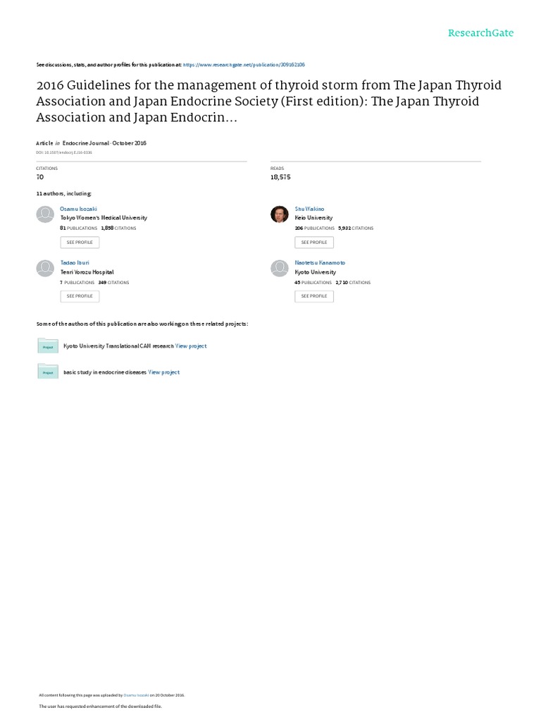 2016 Guidelines For The Management of Thyroid Stor | PDF ...