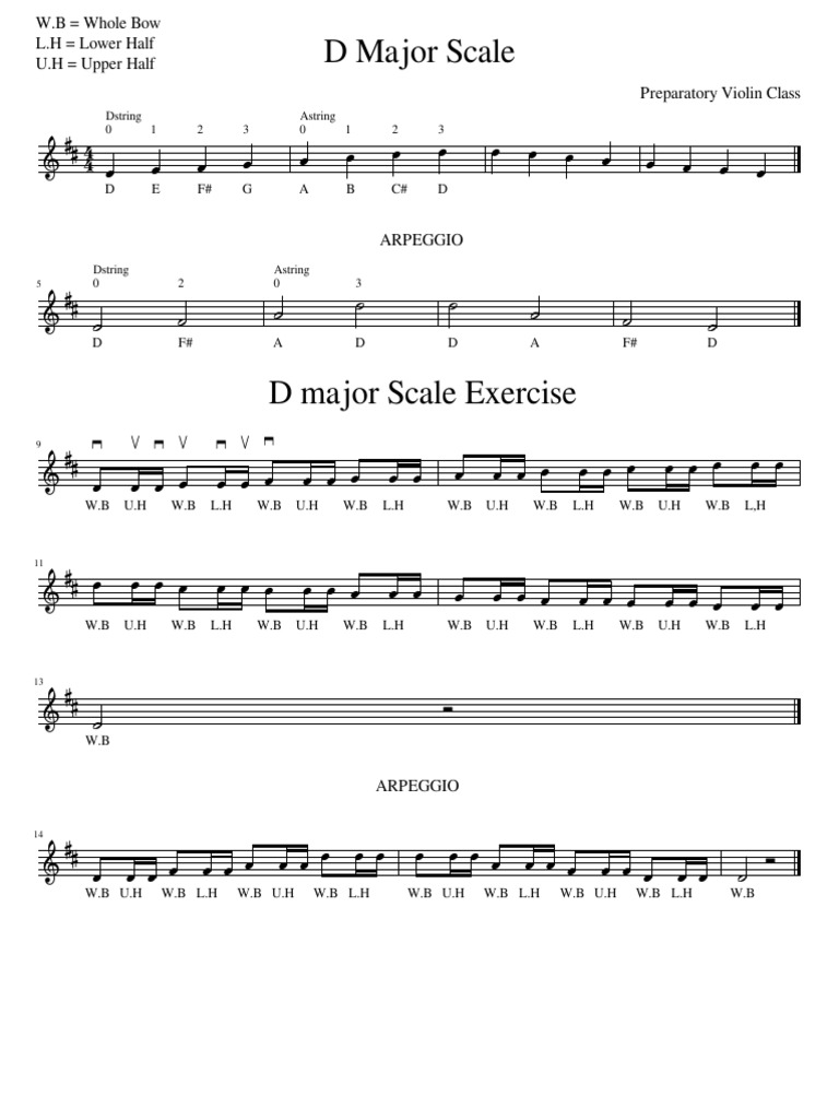D Major Scale | PDF | String Instruments | Musical Instruments