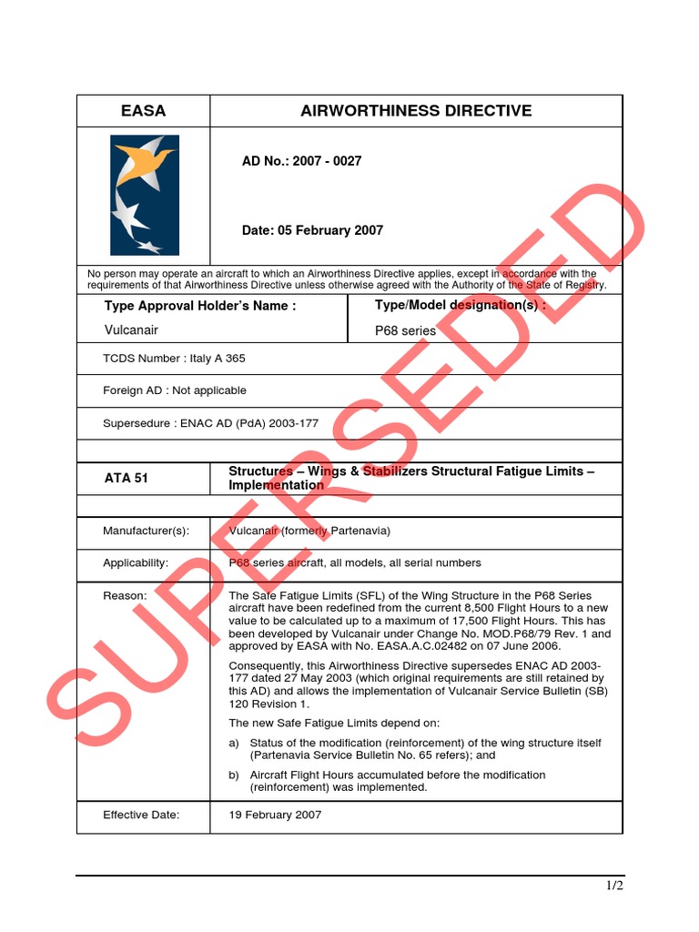 Superseded: Easa Airworthiness Directive | PDF | Aeronautics | Transport