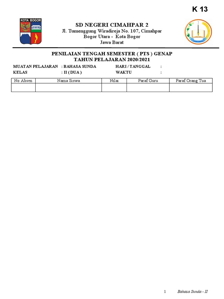 Soal PTS SND Kls2 Genap | PDF