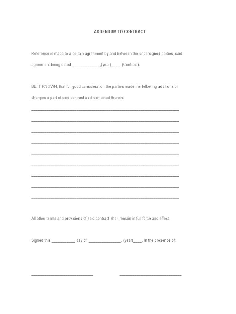Addendum To Contract | PDF