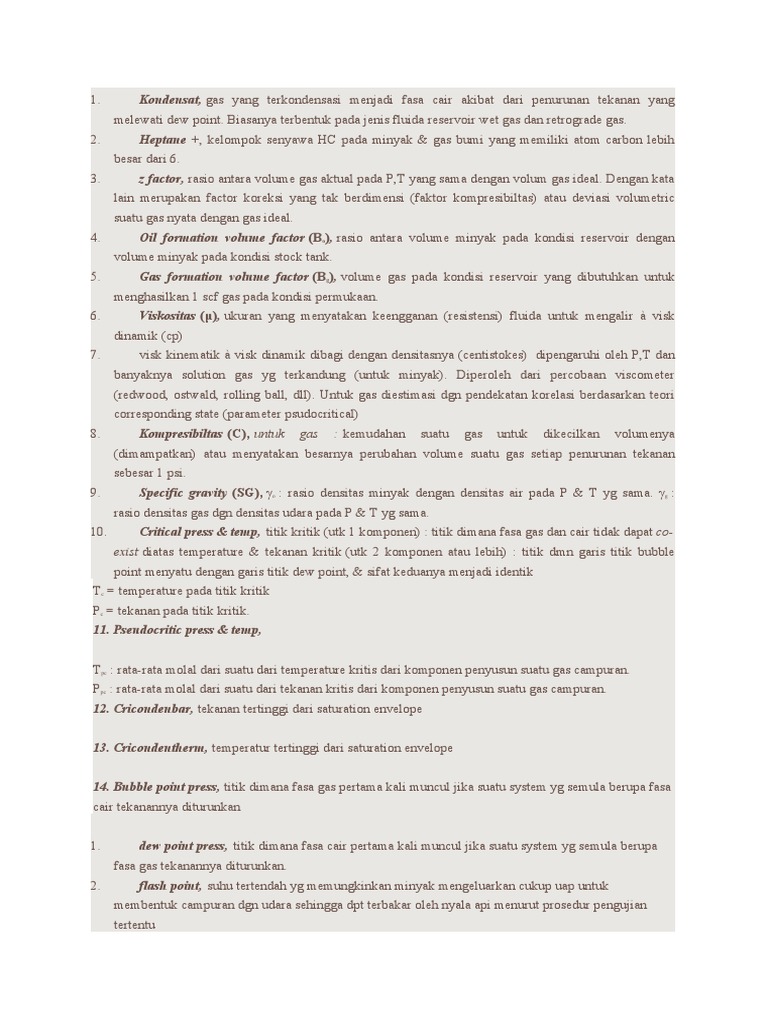 Istilah Reservoir Fluida | PDF