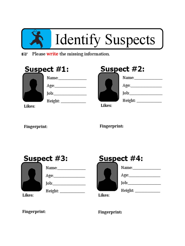 Identify Suspects: Suspect #1: Suspect #2 | PDF | Career & Growth ...