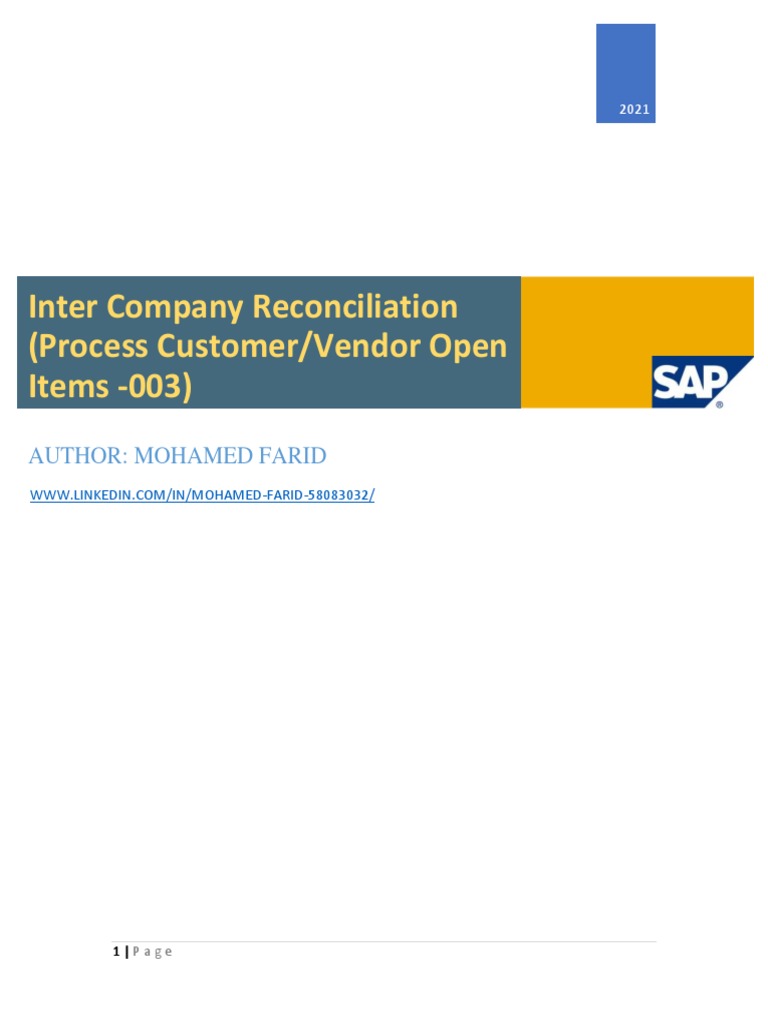 Inter Company Reconciliation Tool Processing&Configuration | PDF ...