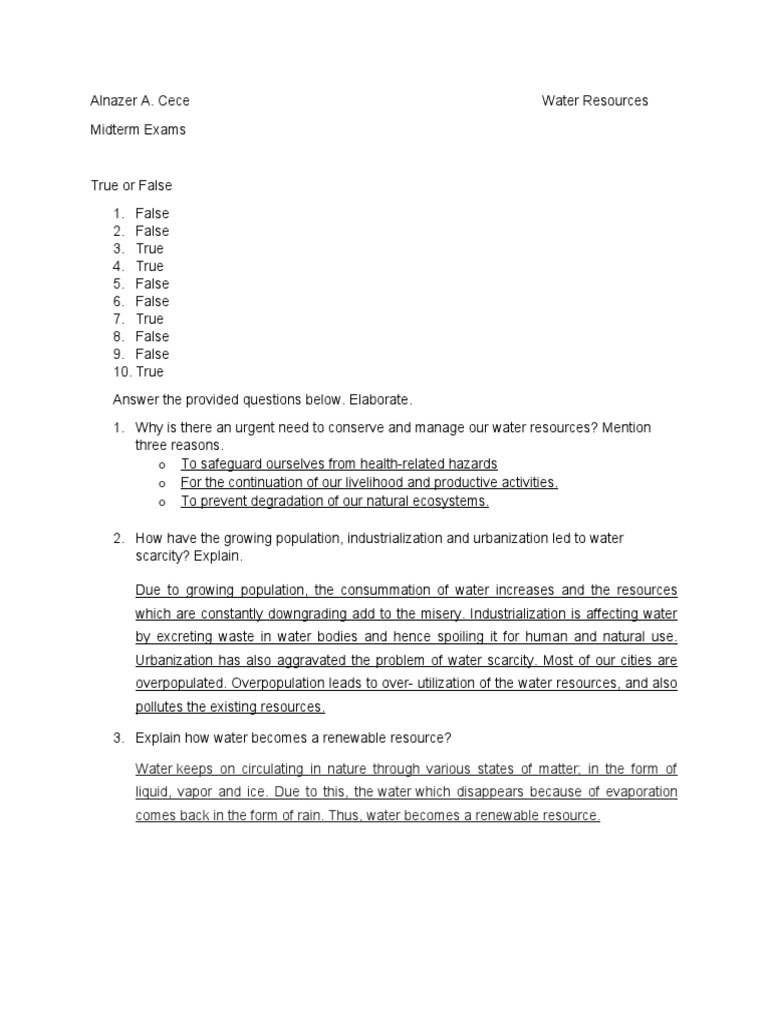 Cece (Water Resouces Midterm Exam) | PDF | Groundwater | Wastewater