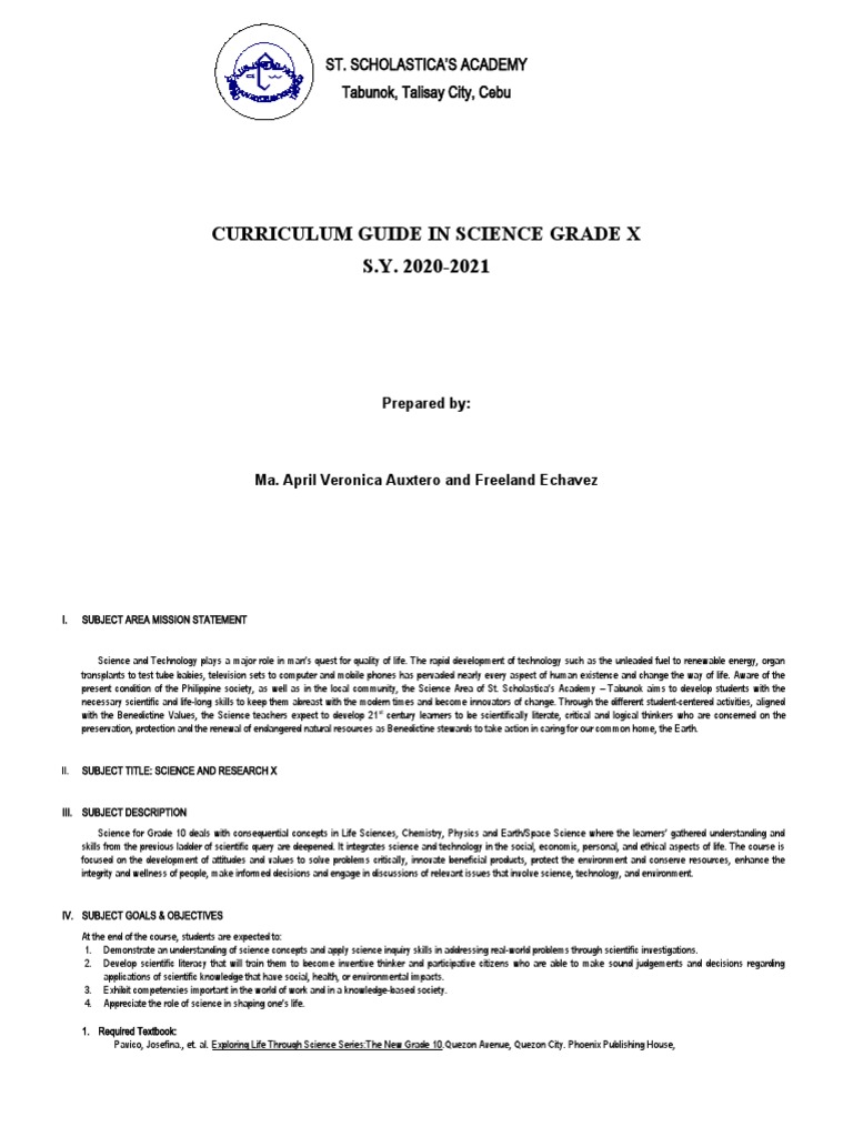 Grade 10 Science Curriculum Guide | PDF | Gases | Volcano