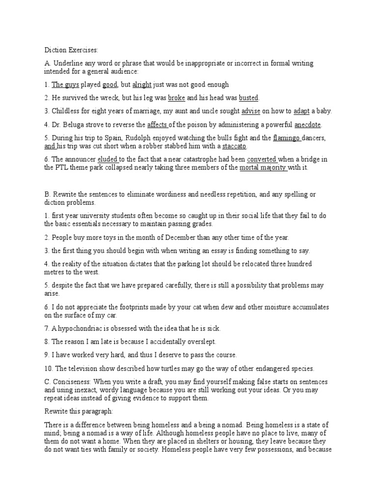 Diction Exercises 1 | PDF