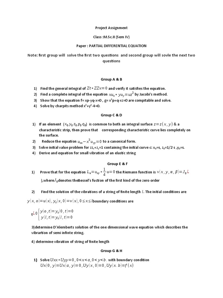 Partial Differential Equations Assignment | PDF | Equations | Theoretical Physics