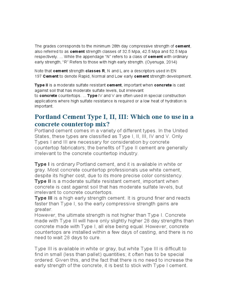 Portland Cement Type I, II, III: Which One To Use in A Concrete ...
