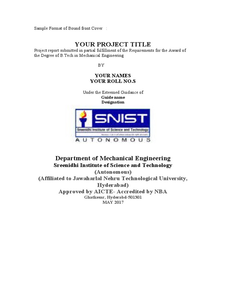B.Tech Project Report Format Guide | PDF | Academic Degree | Abstract ...