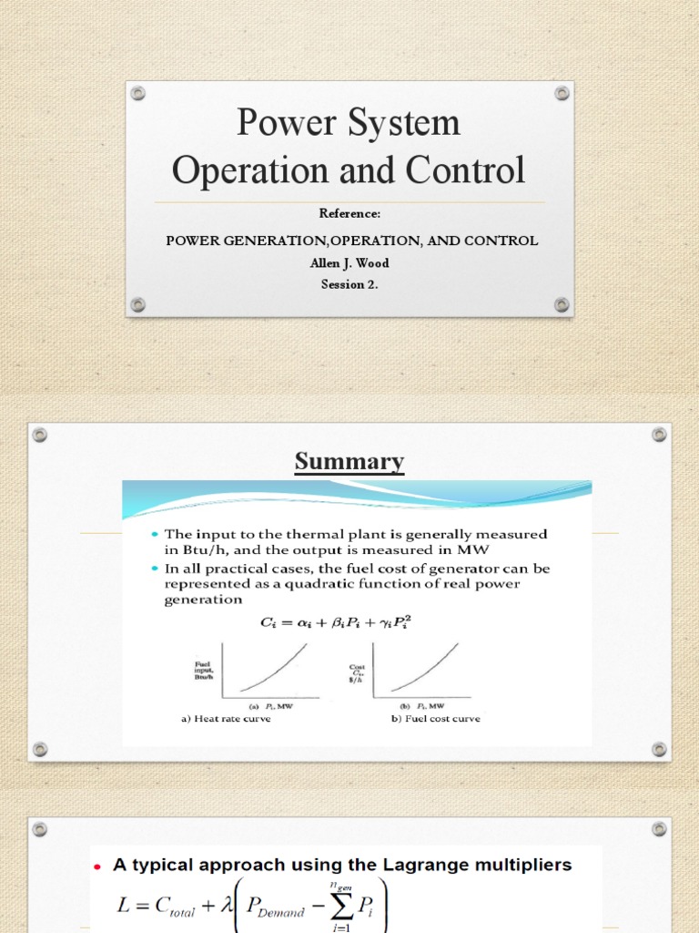 Power Generation, Operation, and Control | PDF | Mathematical ...