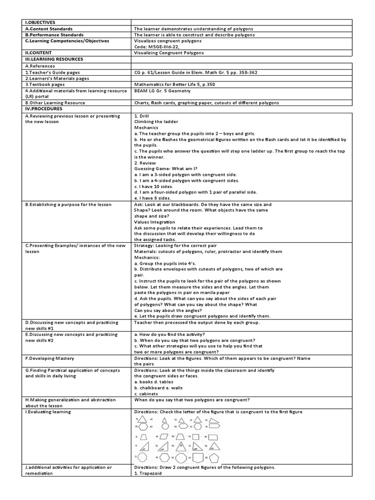 Visualizing Congruent Polygons: A Lesson Plan on Constructing and ...