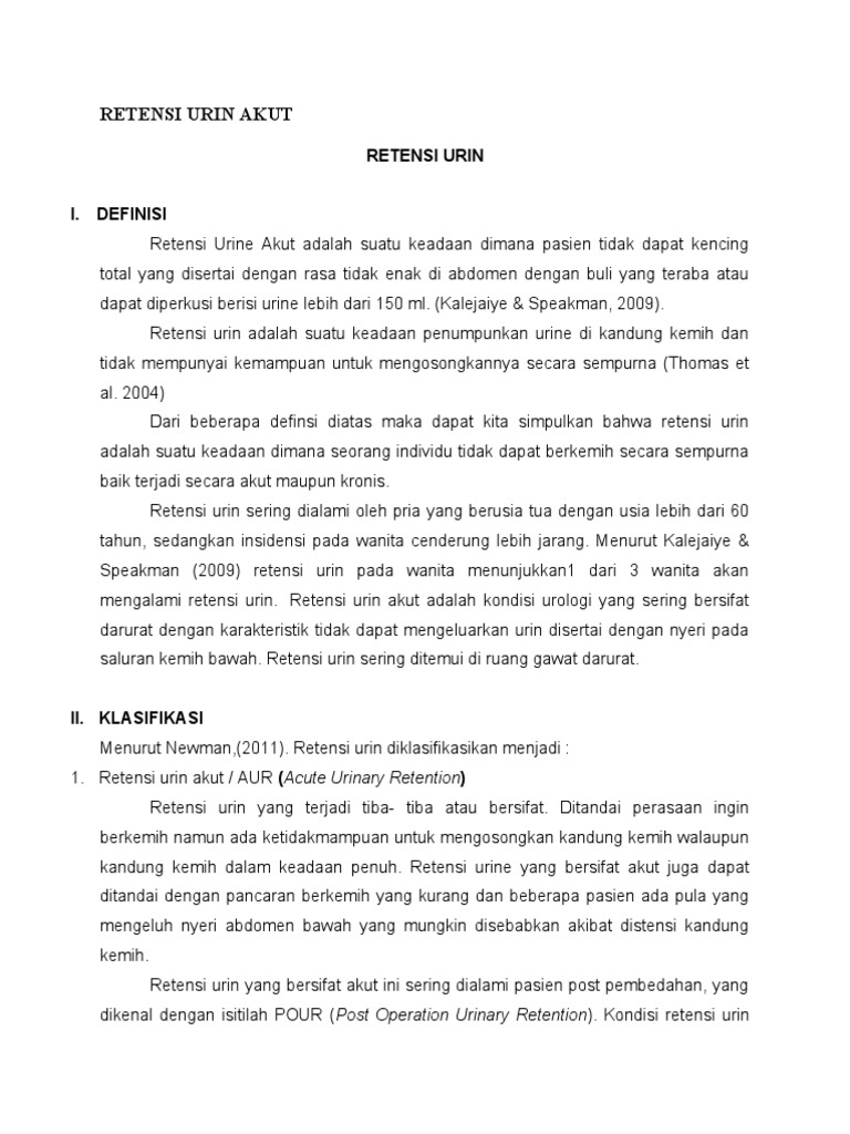 Retensi Urin Akut: Definisi dan Penanganan | PDF