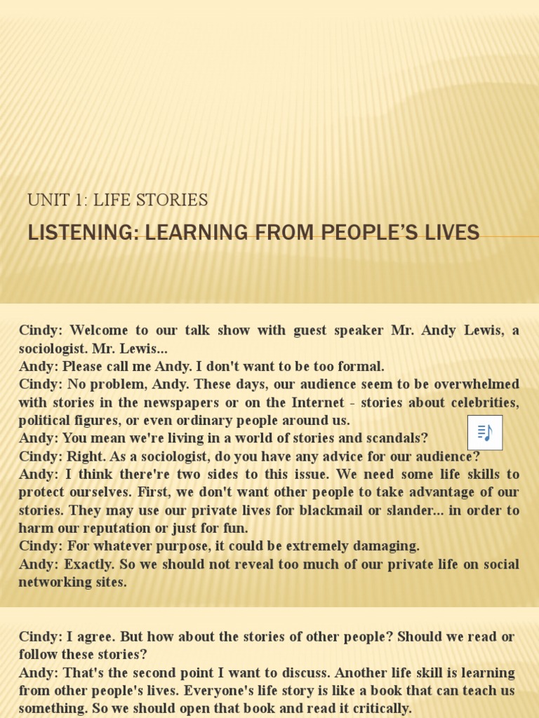 U1 - Speaking - Listening | PDF