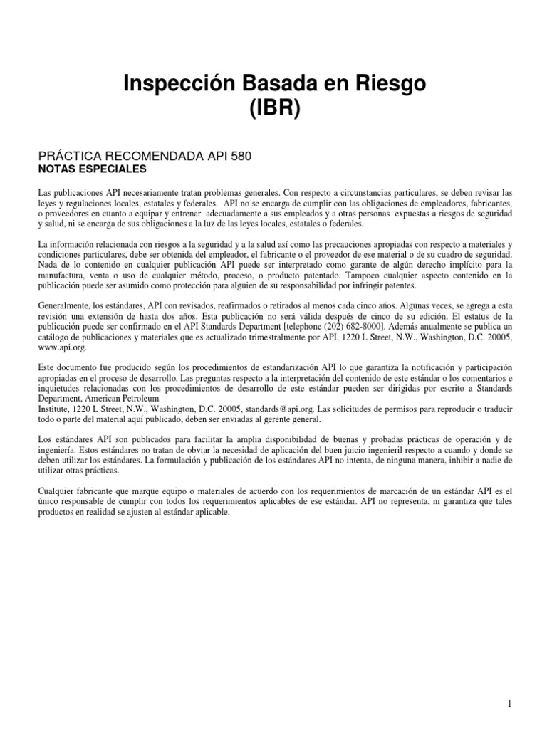 API 580-Español | PDF | Probabilidad | Riesgo