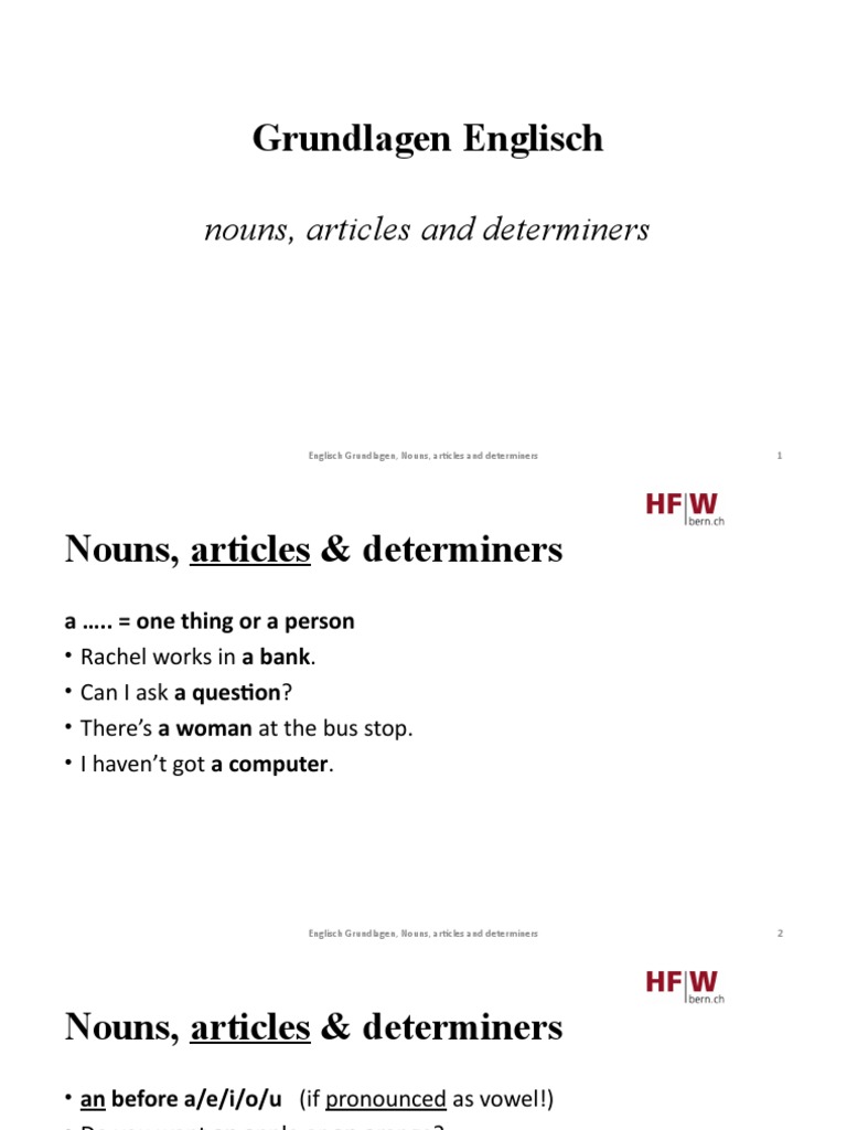 Basics 03 Nouns Articles Determiners Pdf Scientific 5211