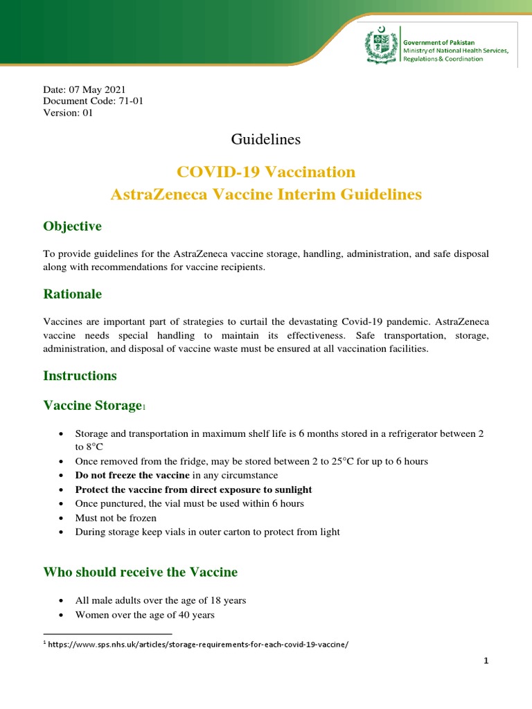 AstraZeneca Vaccine Guideline | PDF | Vaccines | Health Sciences