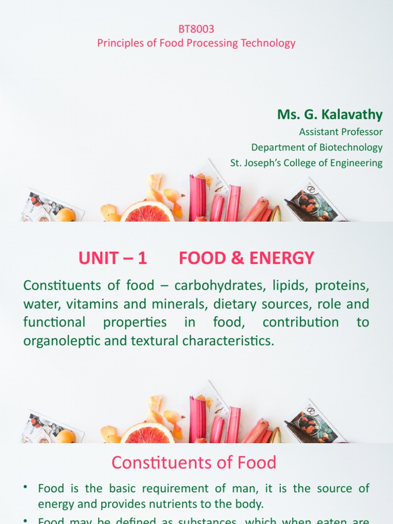 PFP Unit I | PDF | Carbohydrates | Fat