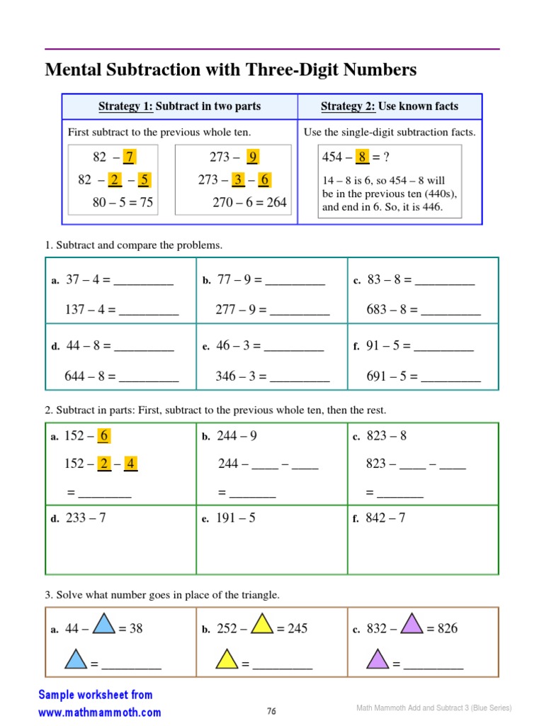 Mental Subtraction Strategies for 3-Digit Numbers | PDF | Technology ...