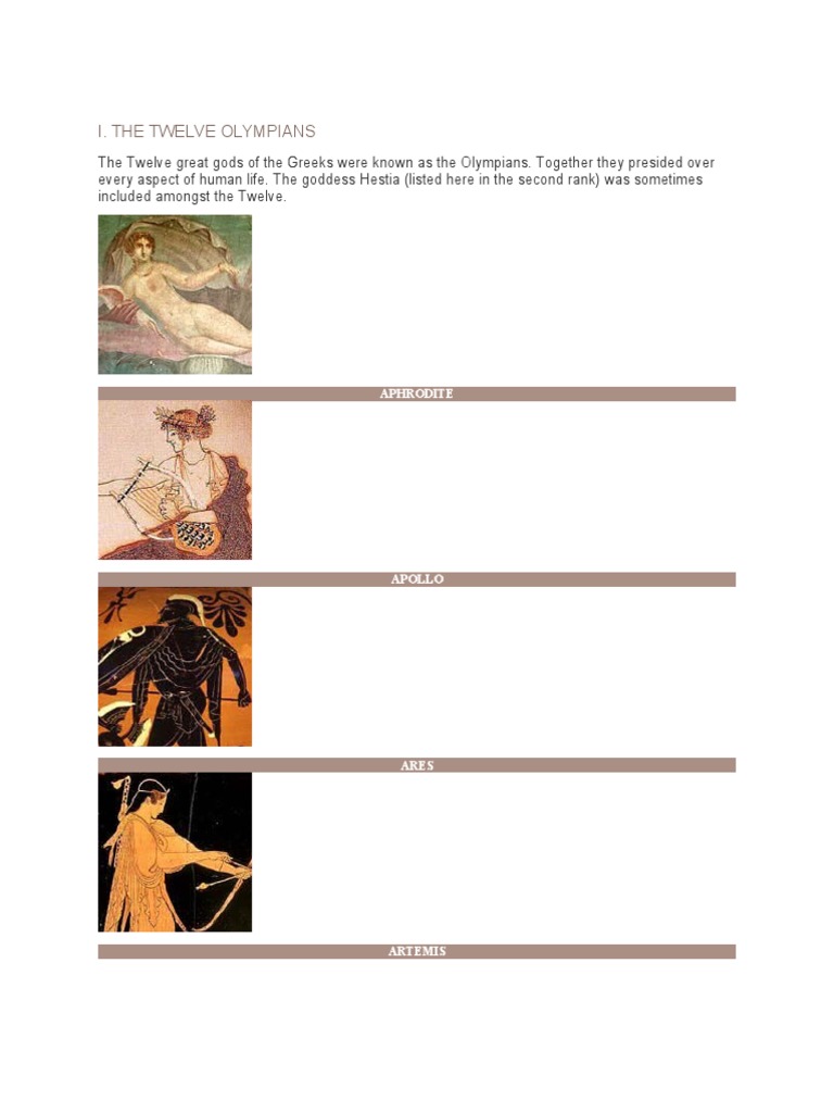 The Twelve Olympians | PDF